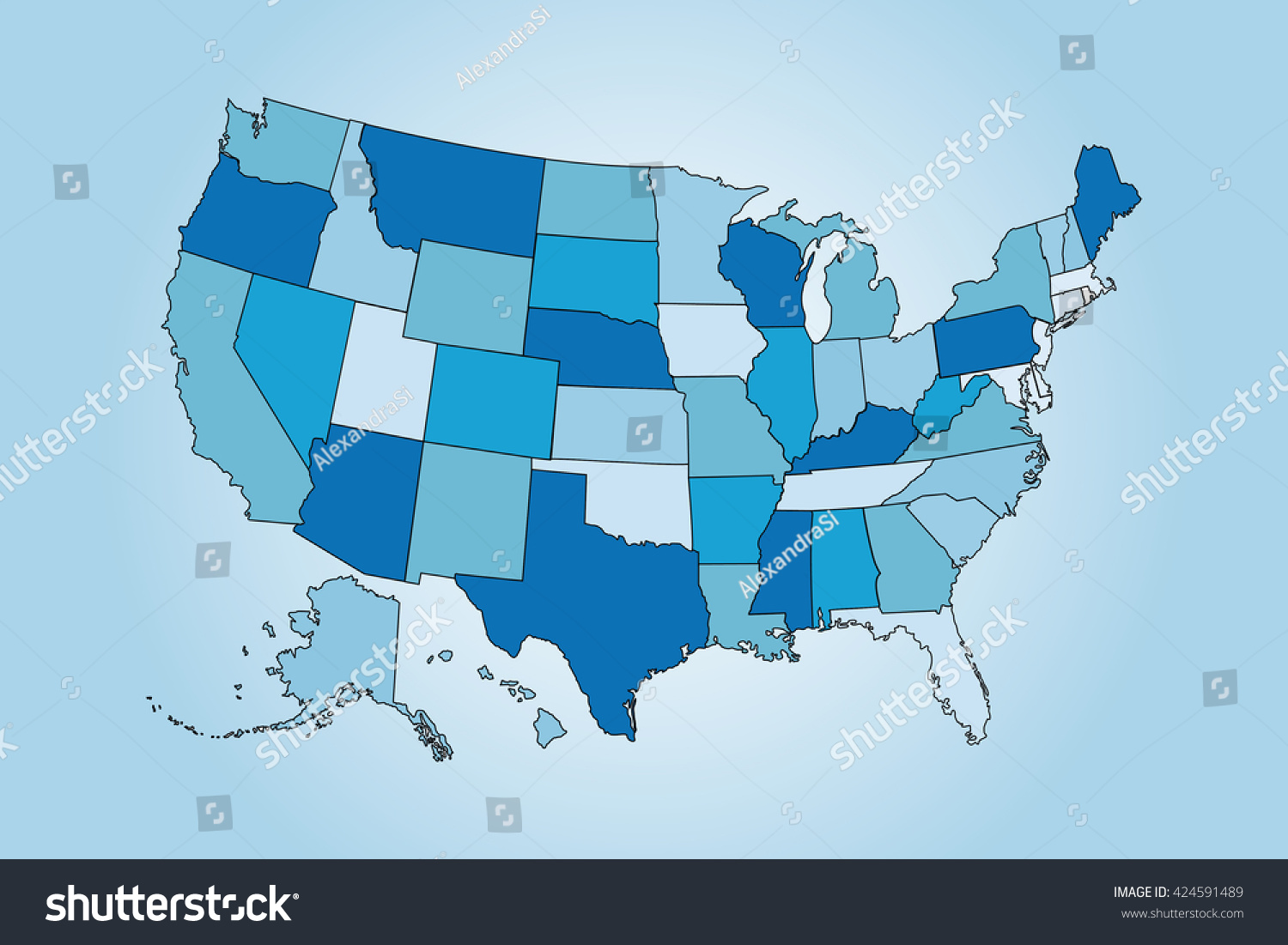Detailed Usa Map Stock Vector (Royalty Free) 424591489 | Shutterstock