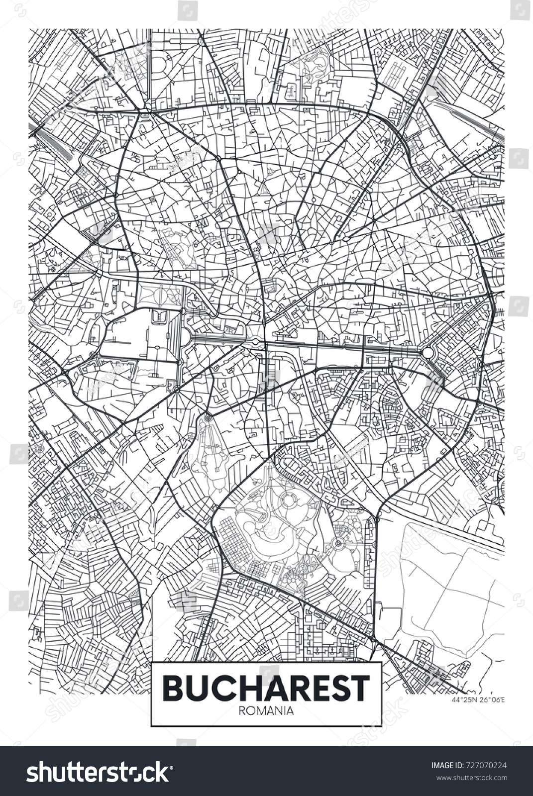 Detailed Vector Poster City Map Bucharest Stock Vector (Royalty Free ...