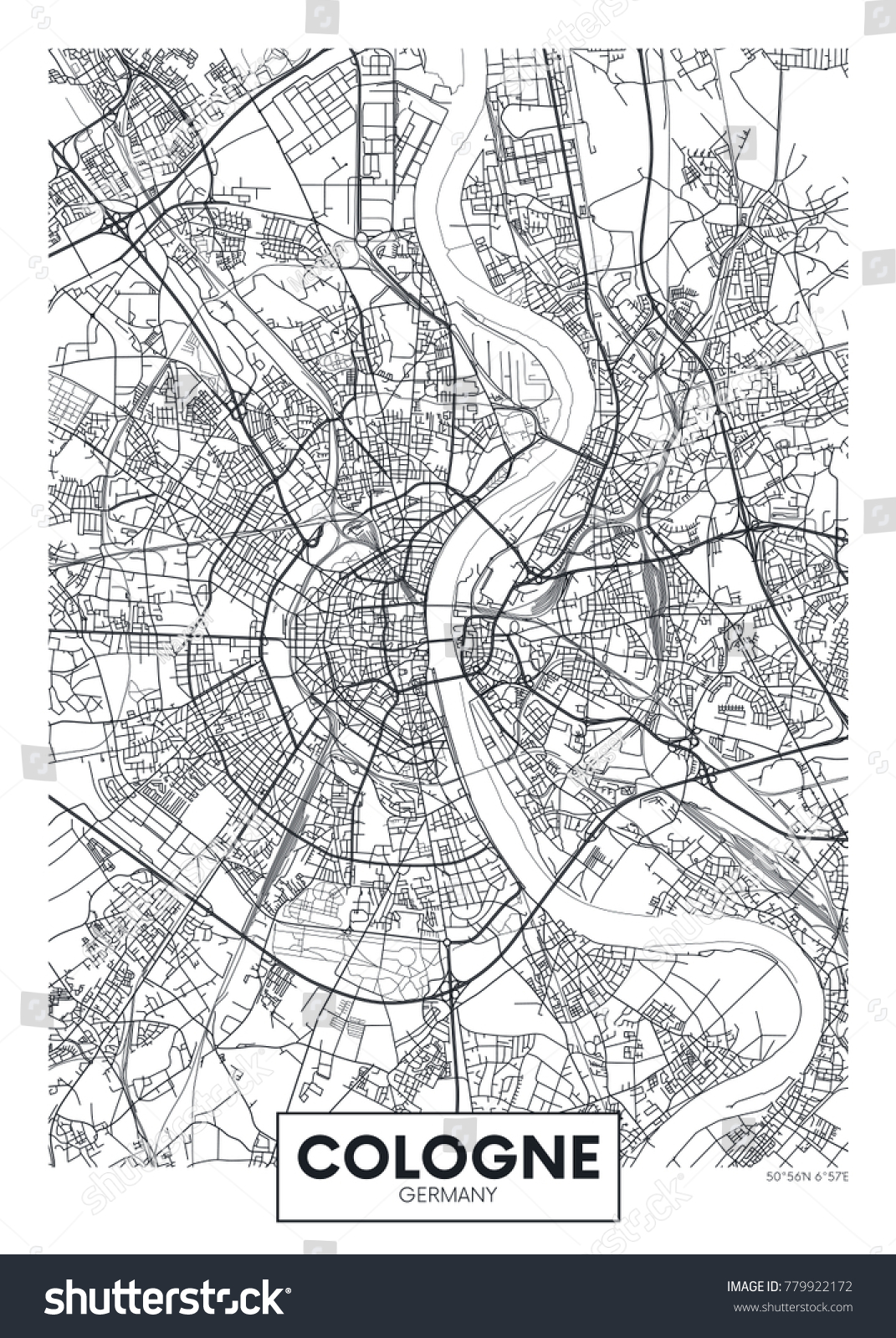 Detailed Vector Poster City Map Cologne 库存矢量图（免版税）779922172 | Shutterstock