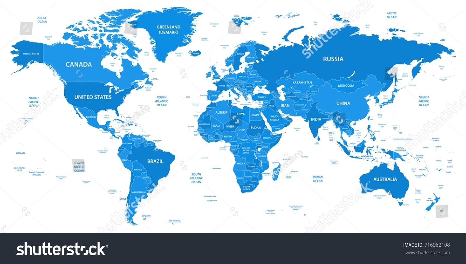 Detailed World Map Borders Countries Stock Vector (Royalty Free ...