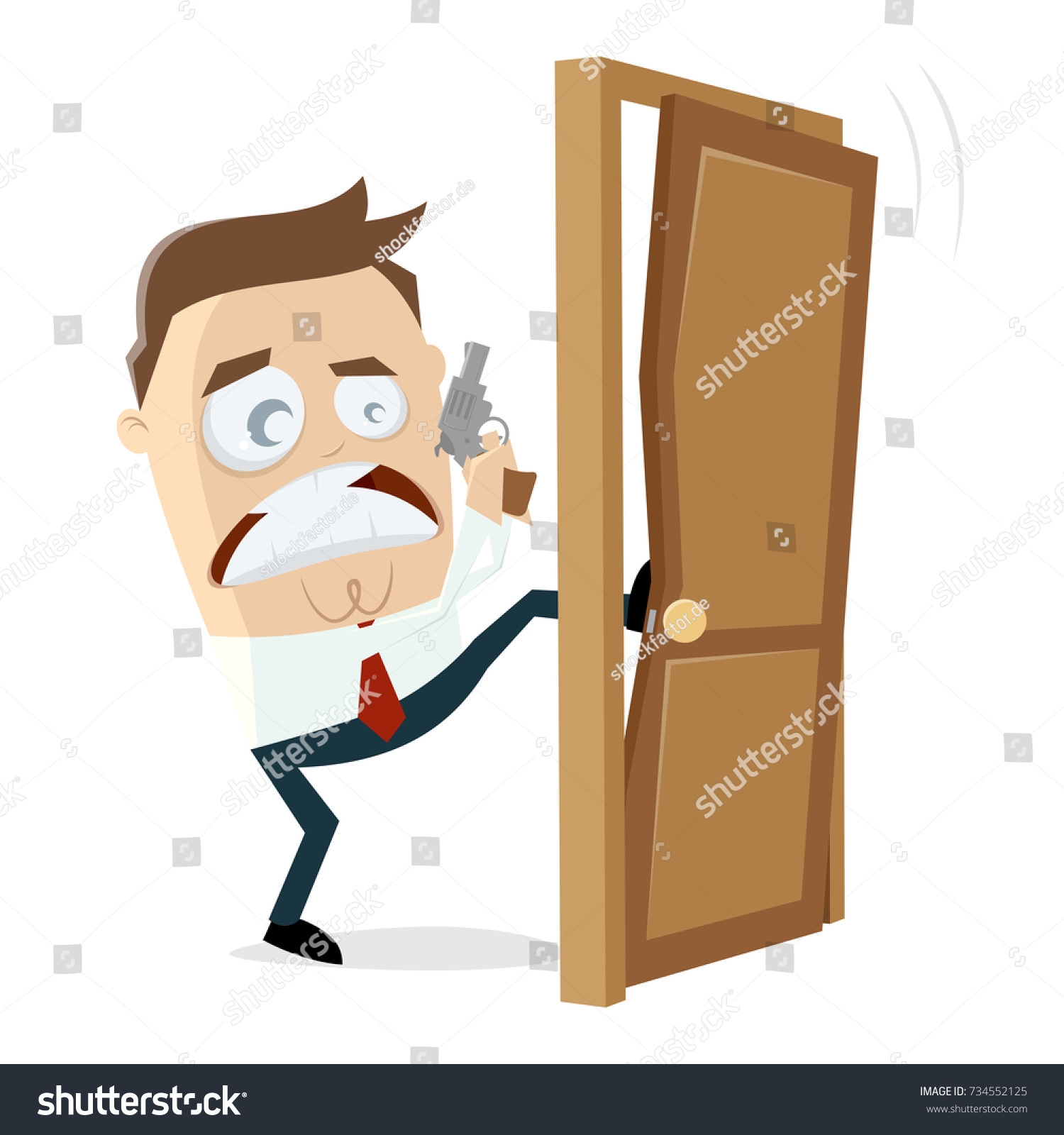 Detective Breaking Door Stock Vector (Royalty Free) 734552125 ...
