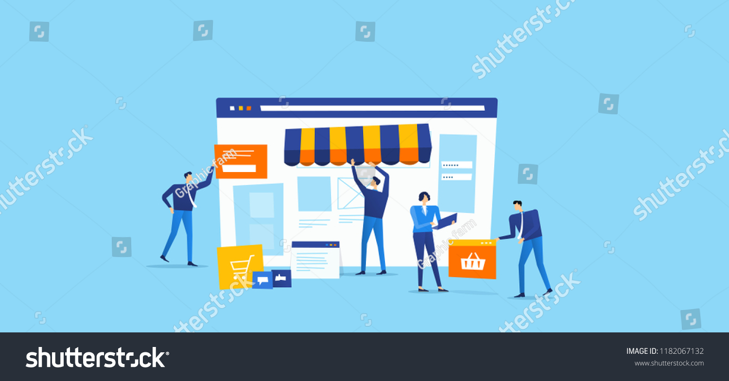 Developer Designer Team Create Online Shop Stock Vector (Royalty Free ...