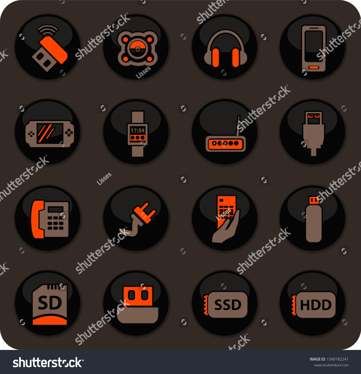 Devices Color Vector Icons On Dark Stock Vector (Royalty Free) 1340182241