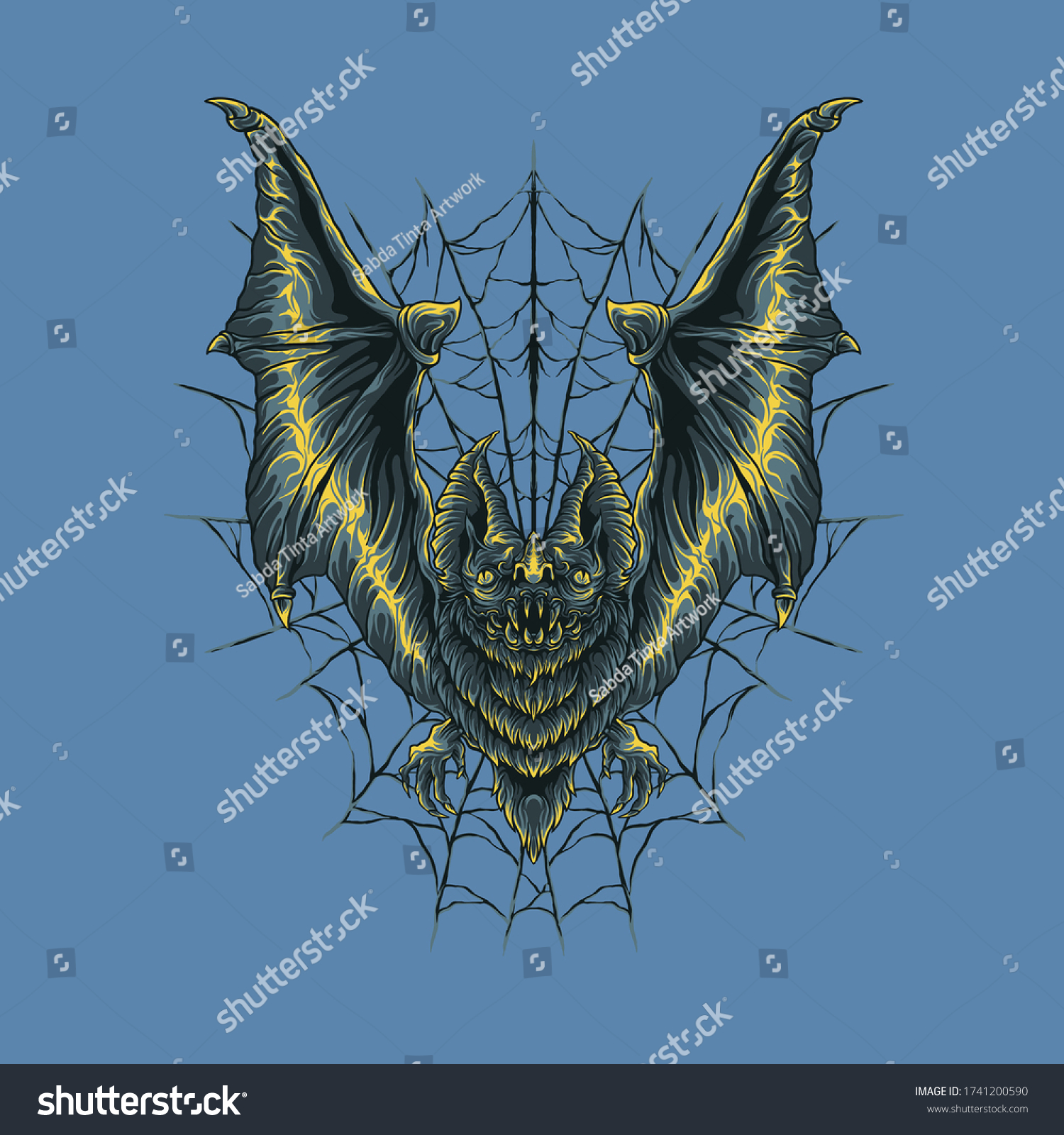 Devil Bat Flying Bat Killer Darkness Stock Vector (Royalty Free) 1741200590