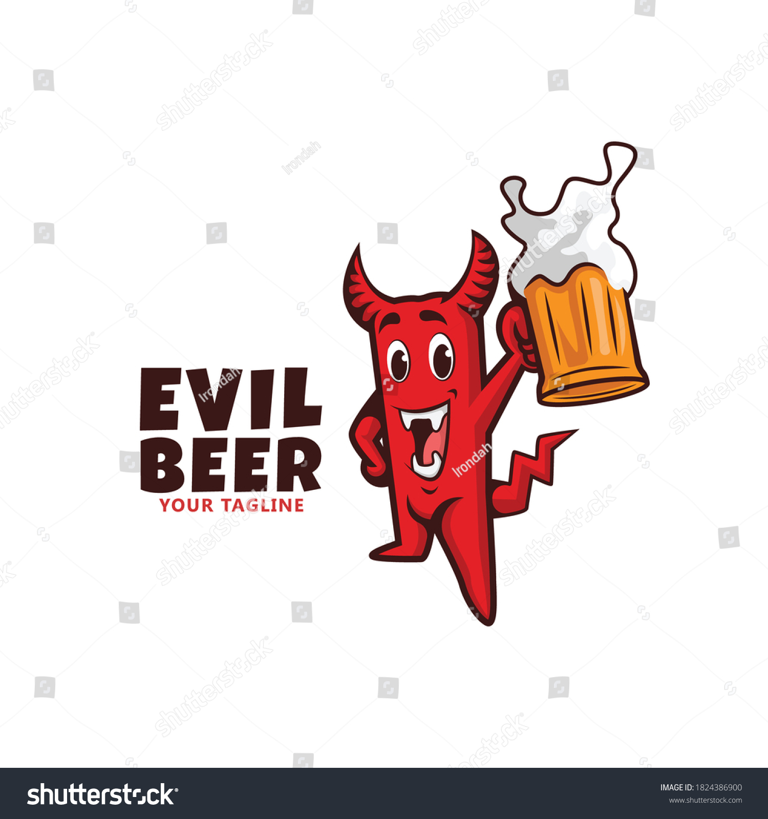Devil Beer Logo Mascot Smiling Evil: เวกเตอร์สต็อก (ปลอดค่าลิขสิทธิ์ ...