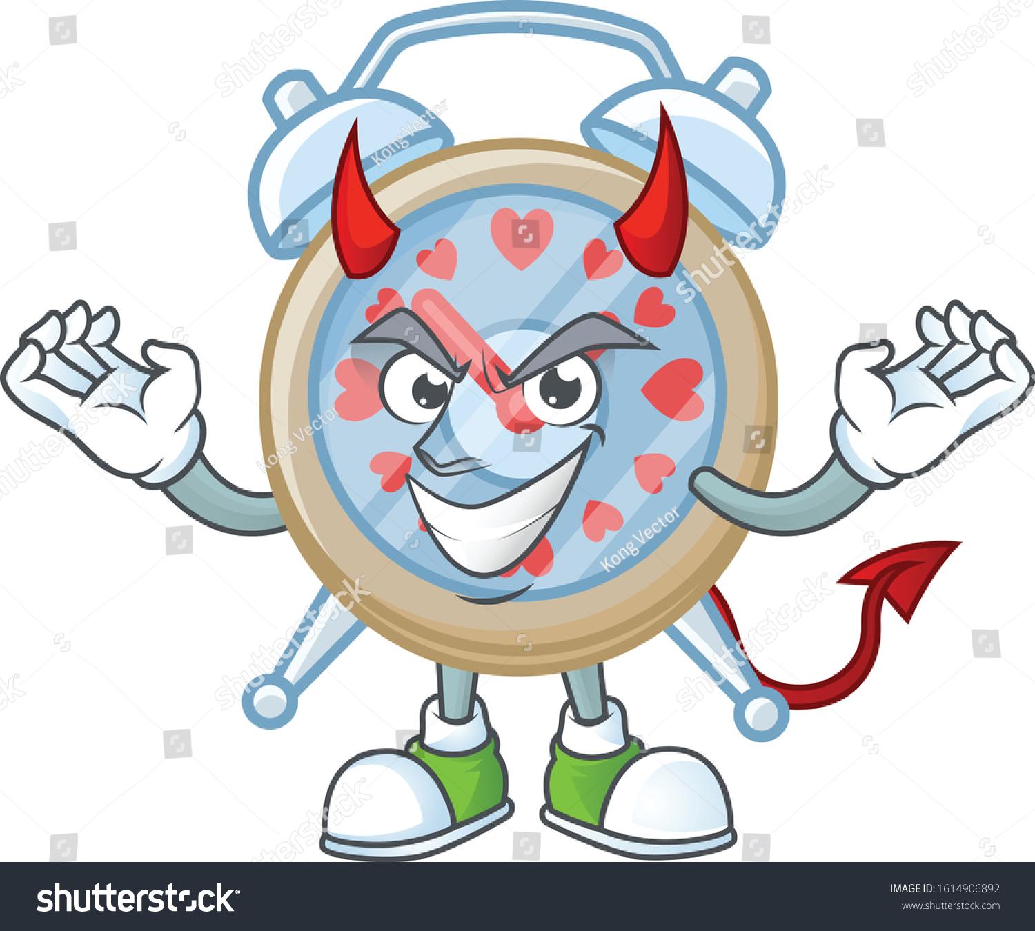 Devil Clock Love Cartoon Character Design Stock Vector (Royalty Free ...