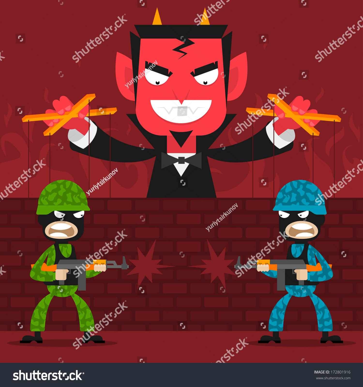 Devil Controls Soldiers Puppets: เวกเตอร์สต็อก (ปลอดค่าลิขสิทธิ์ ...