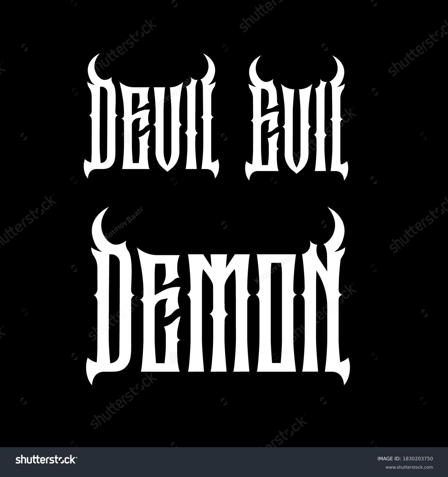 Devil Demon Evil Lettering Gothic Style Stock Vector (Royalty Free ...