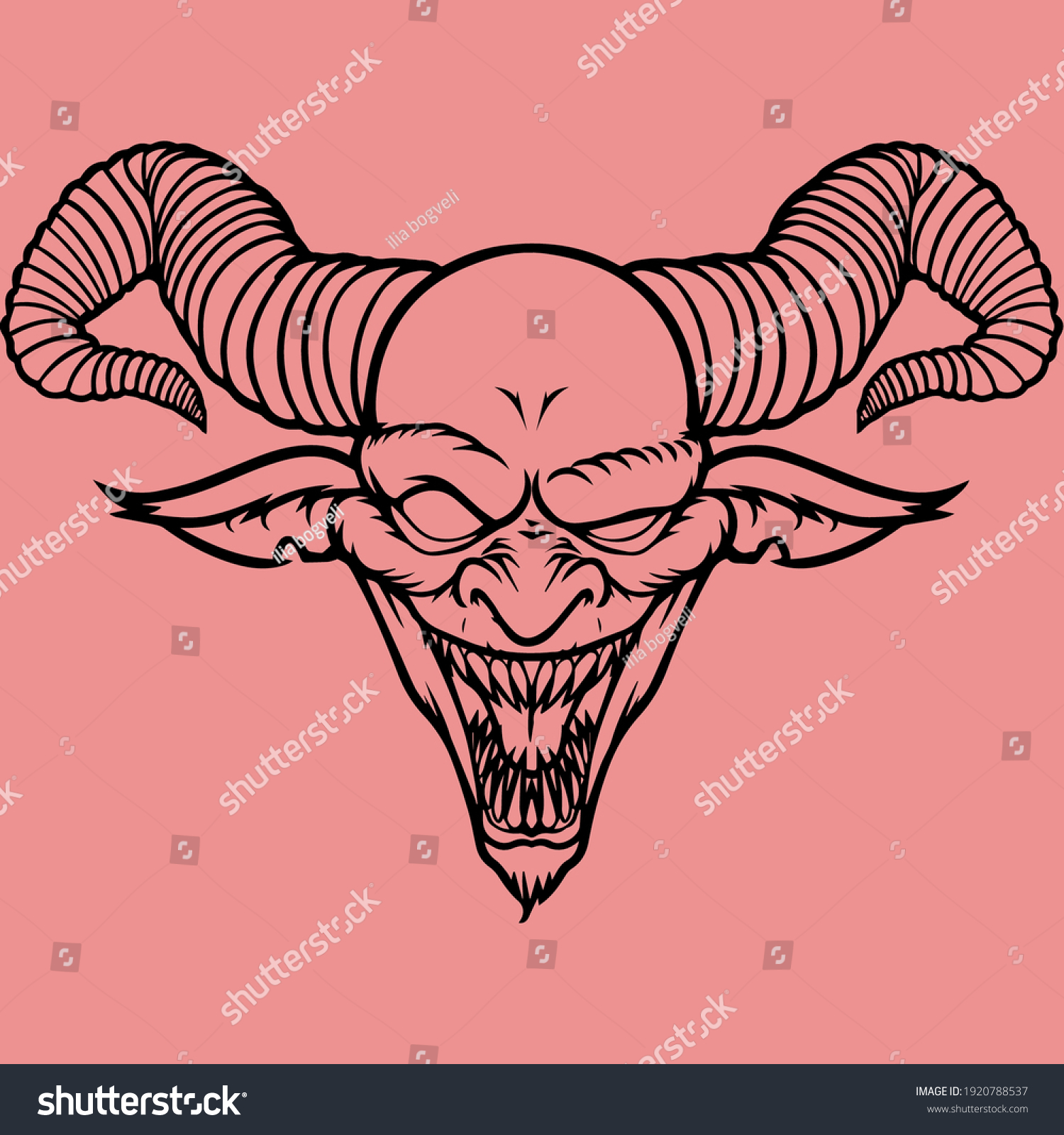 Devil Demon Satan On Pink Background Stock Vector (Royalty Free) 1920788537