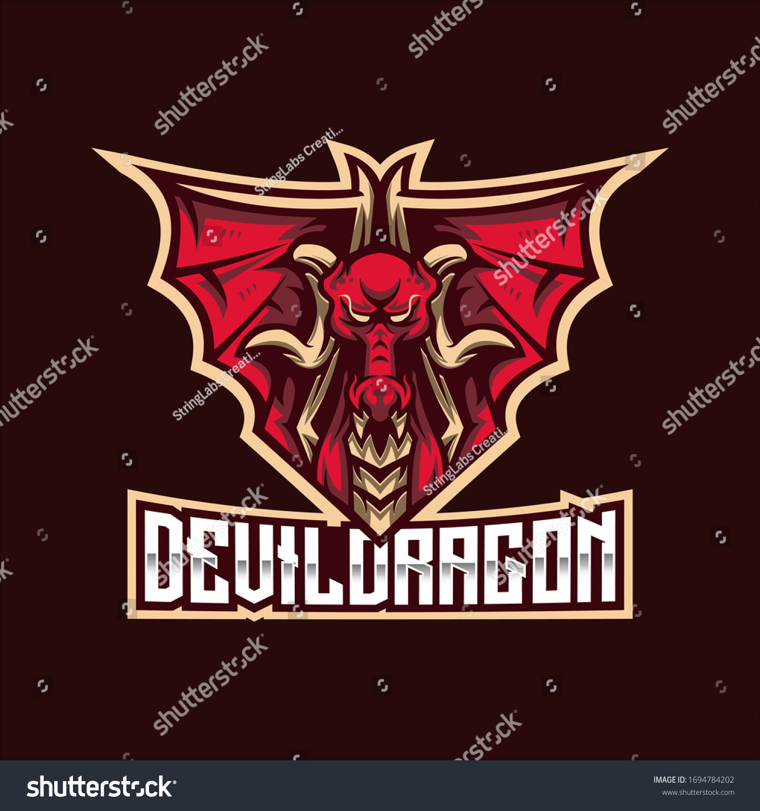 Devil Dragon Esport Logo Template Stock Vector (Royalty Free ...