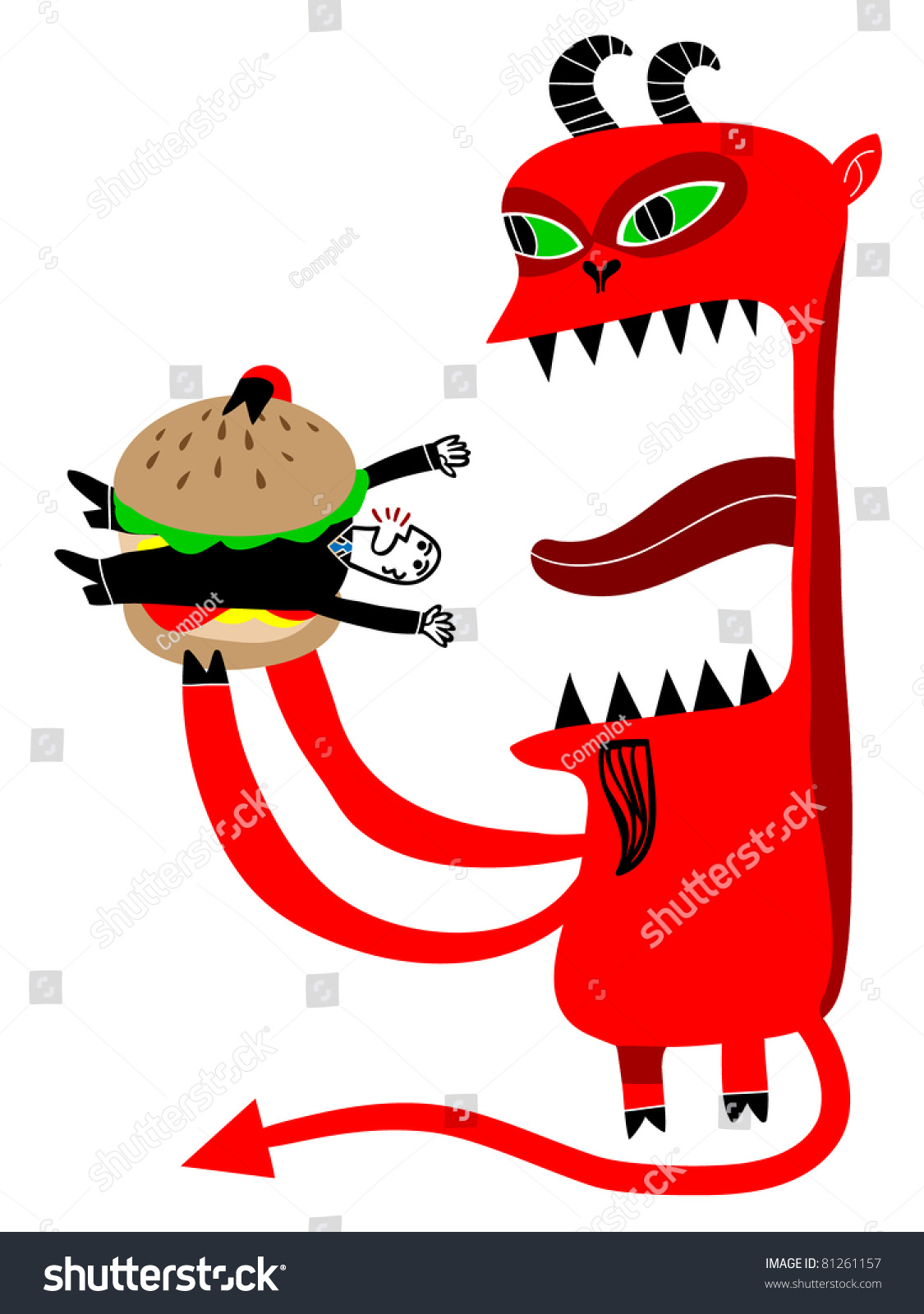 Devil Eat Businessman Inside Hamburger Stock Vector 81261157 - Shutterstock