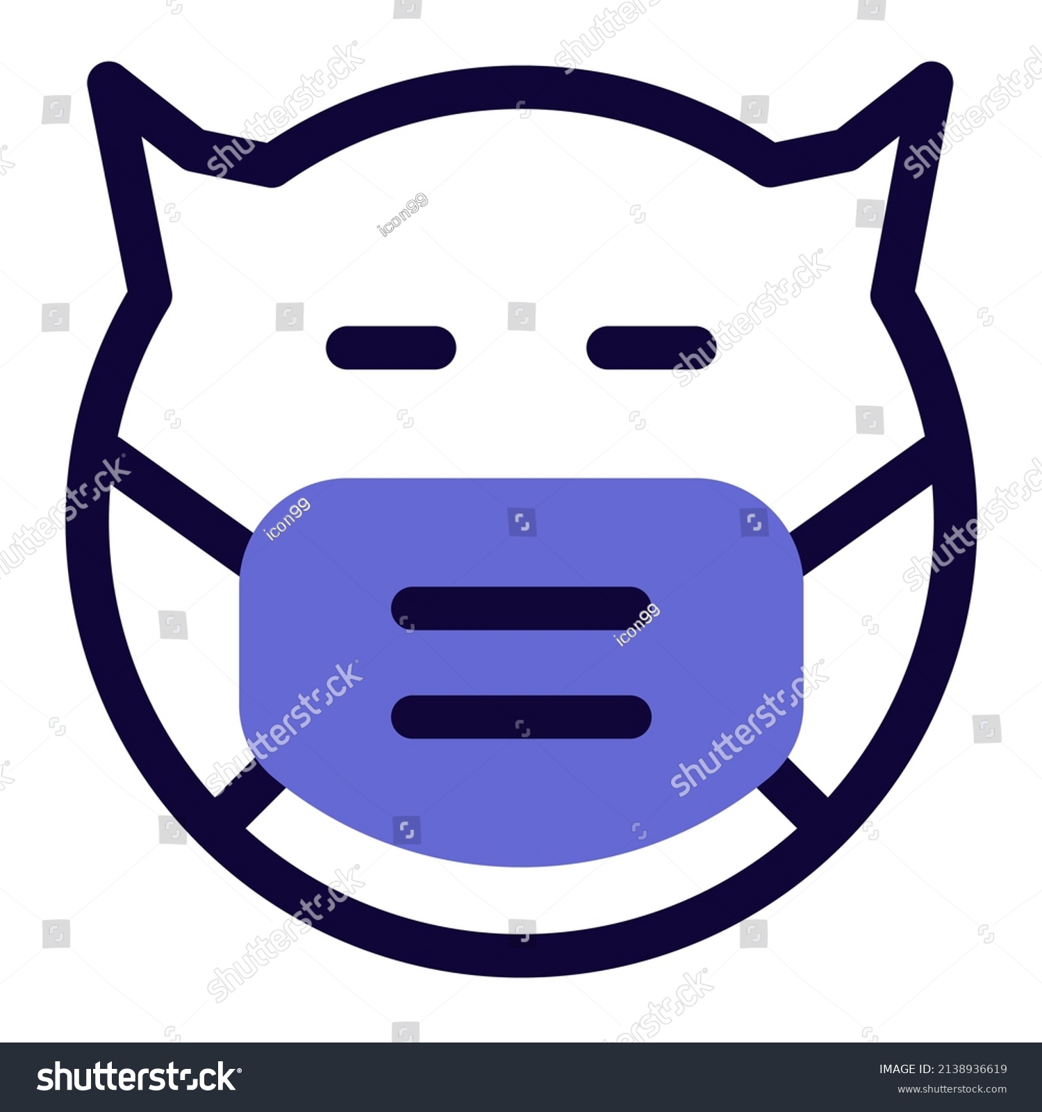 Devil Expressionless Facial Expression Wearing Mask Stock Vector ...