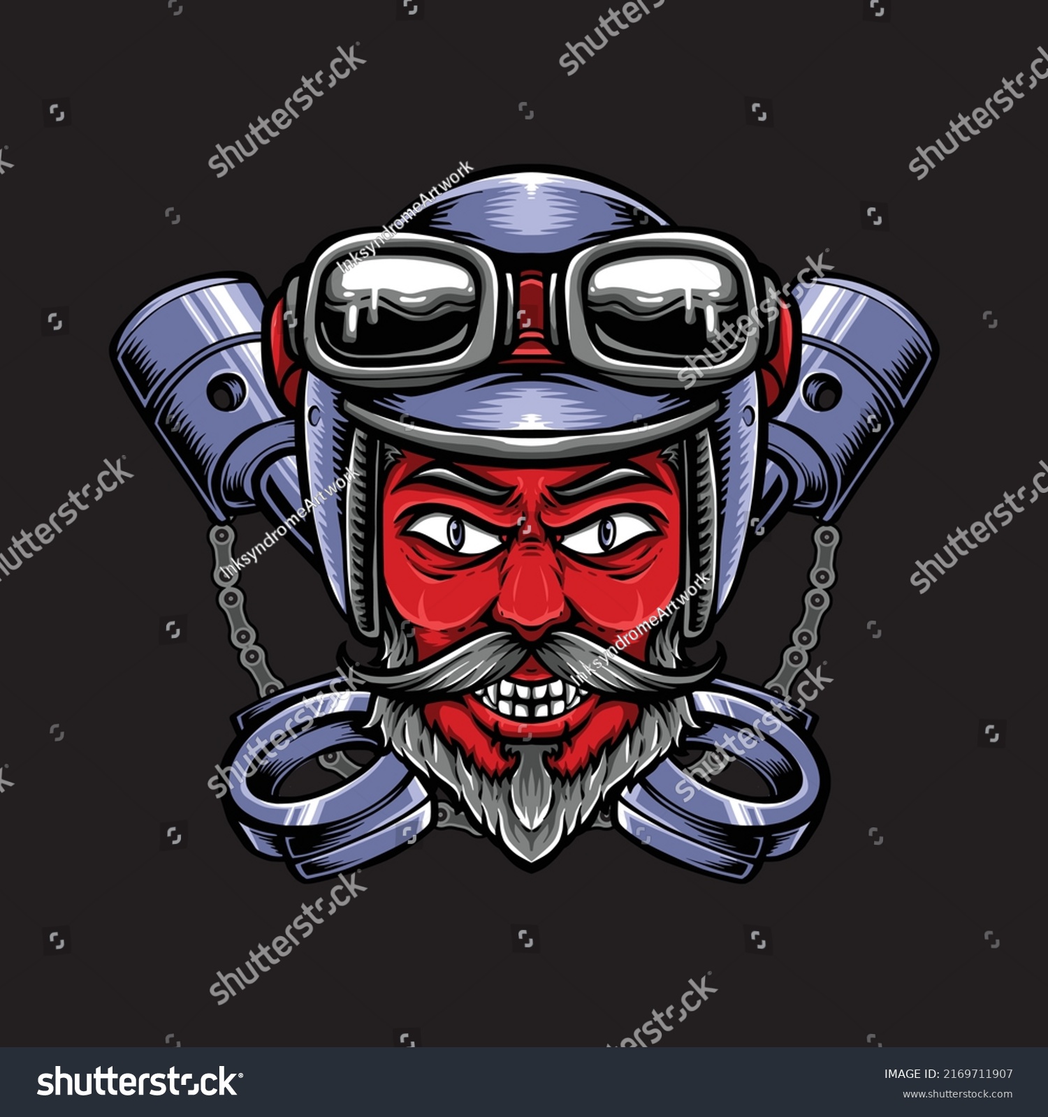 Devil Face Biker Clothing Design Stock Vector (Royalty Free) 2169711907 ...