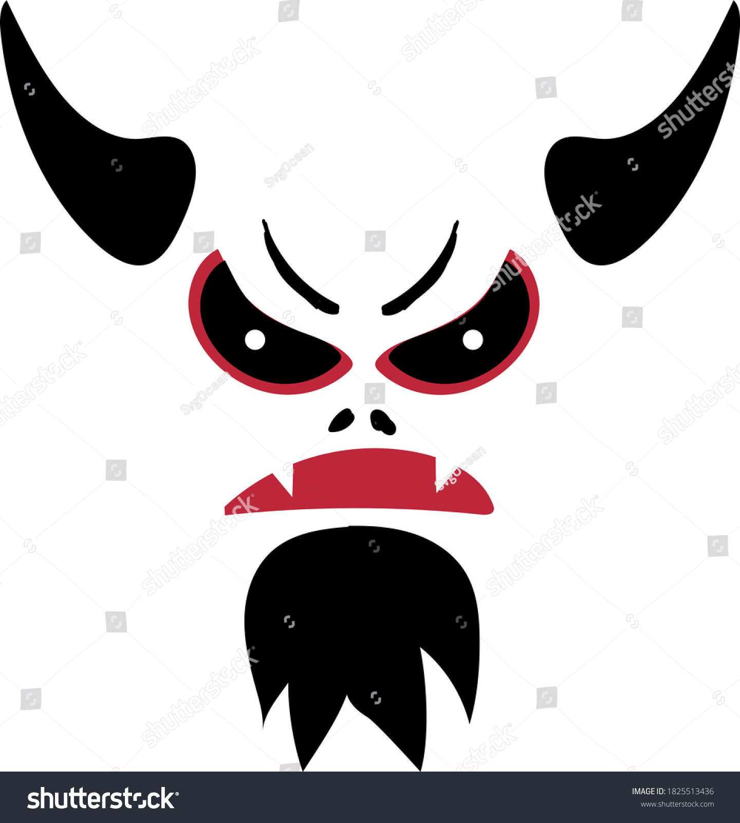 Devil Face Halloween Scary Face Vector Stock Vector (Royalty Free ...
