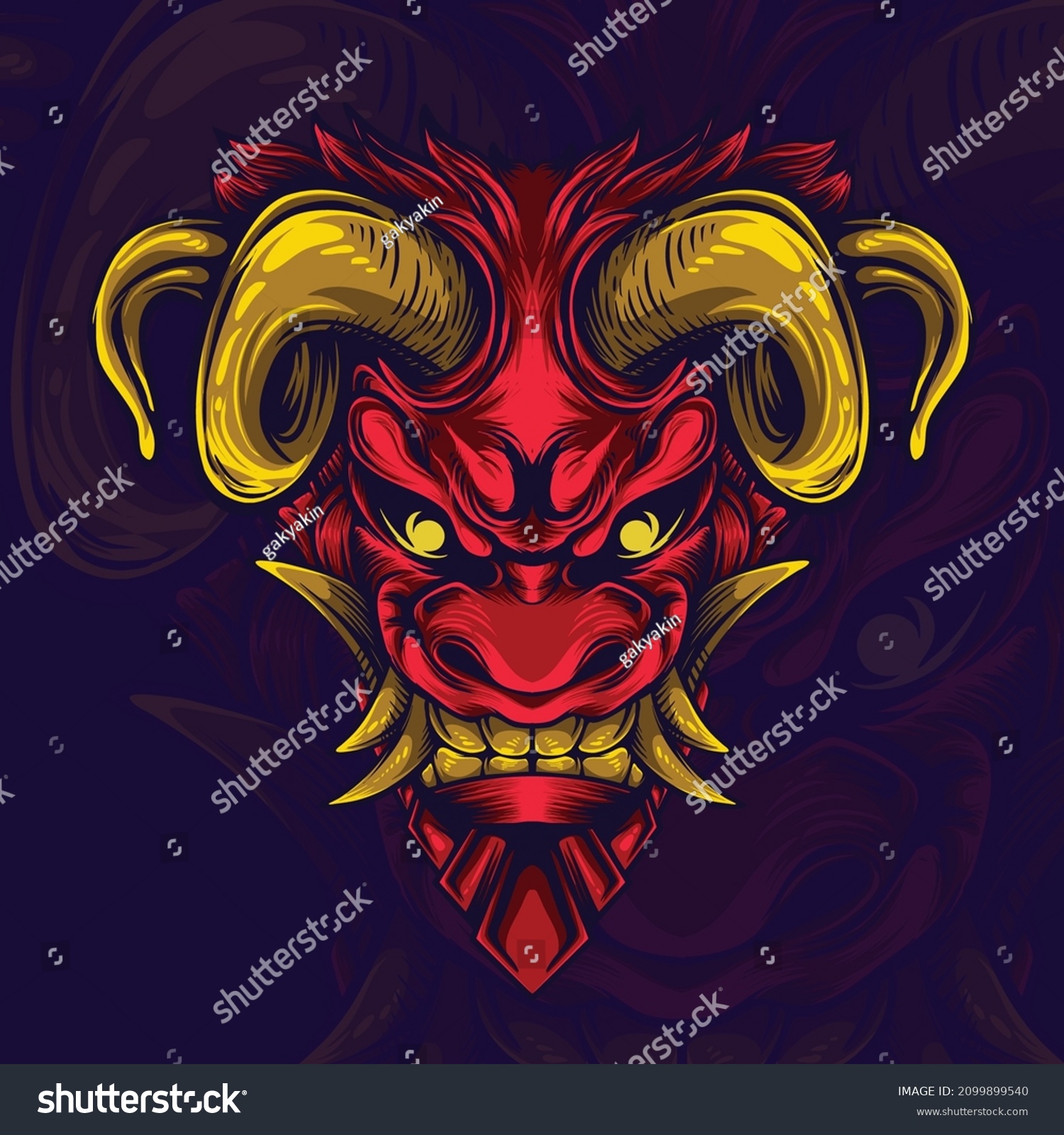 Devil Goat Face Artwork Illustration Stock Vector (Royalty Free) 2099899540