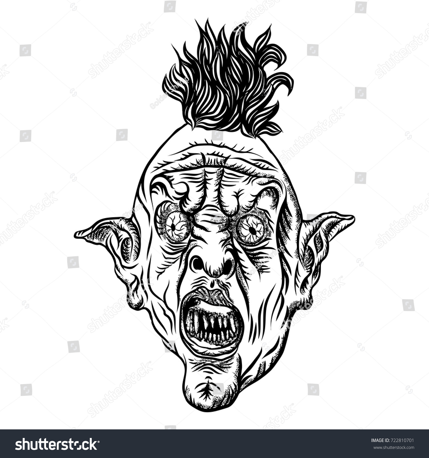 Devil Head Illustration Punk Mohawk Vector Stock Vector (Royalty Free ...