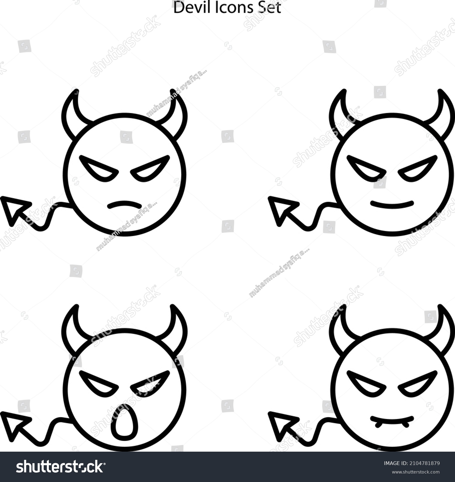 Devil Icons Set Isolated On White Stock Vector (Royalty Free) 2104781879