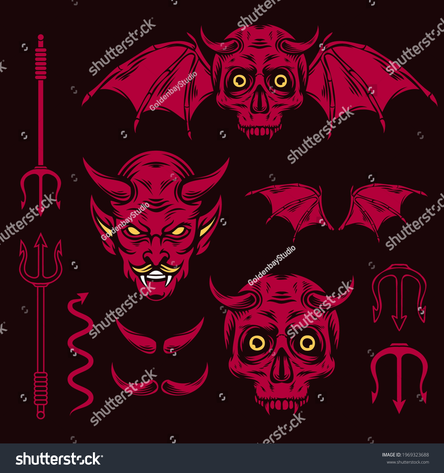Devil Illustration Logo Design Set Stock Vector (Royalty Free ...