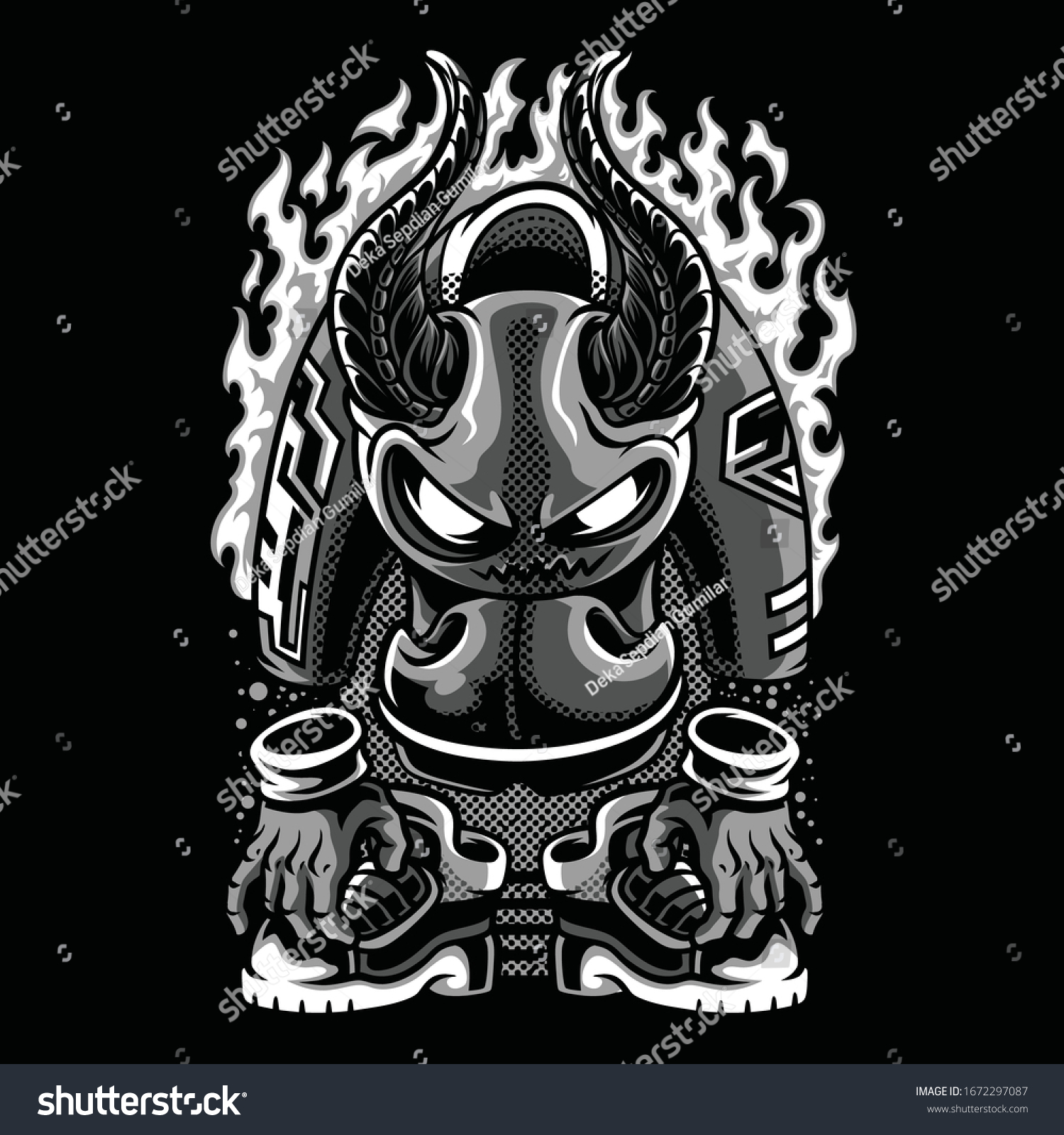 Devil Inside Black White Illustration Stock Vector (Royalty Free ...