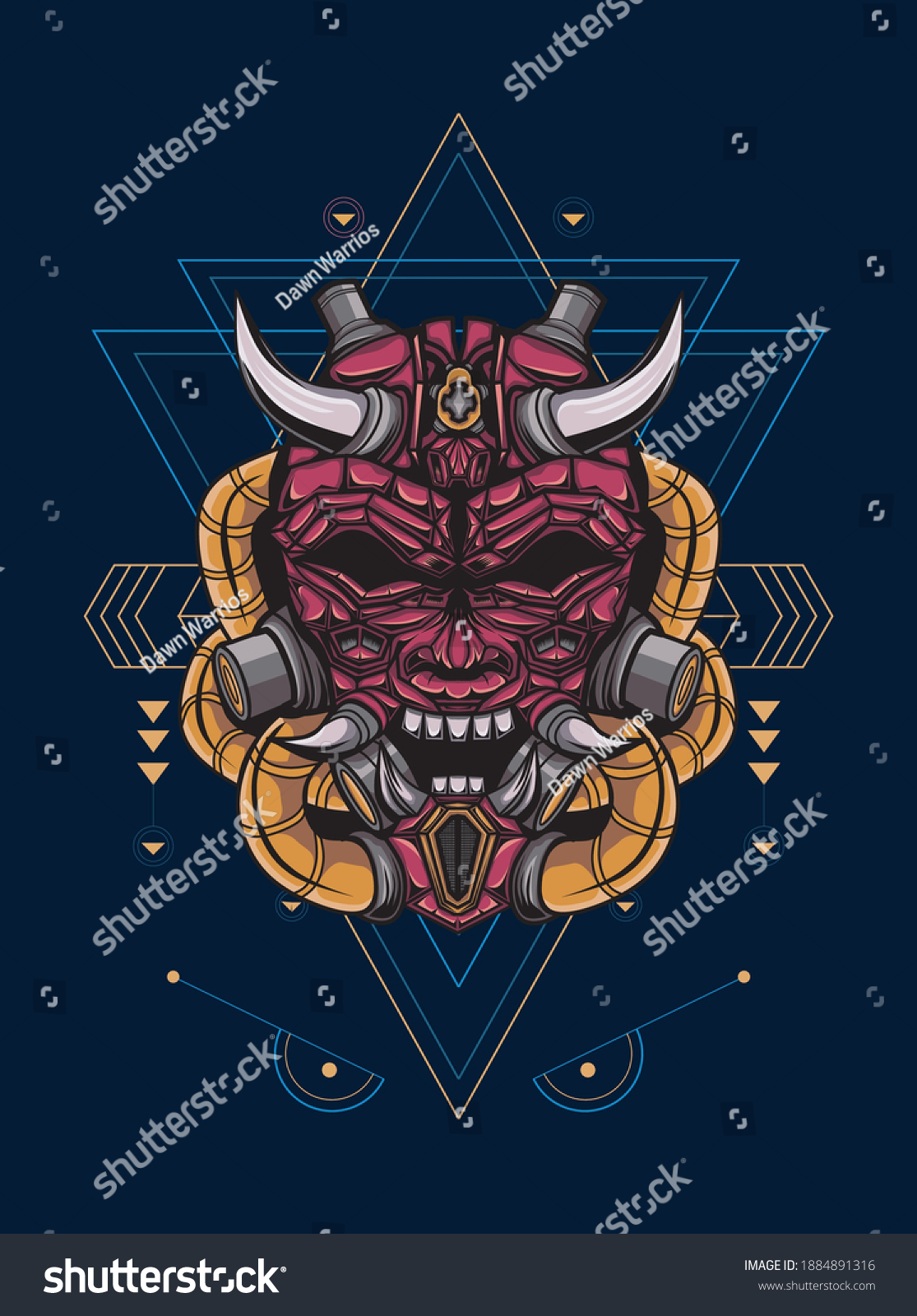 Devil Mask Illustration Sacred Geometry Stock Vector (Royalty Free ...