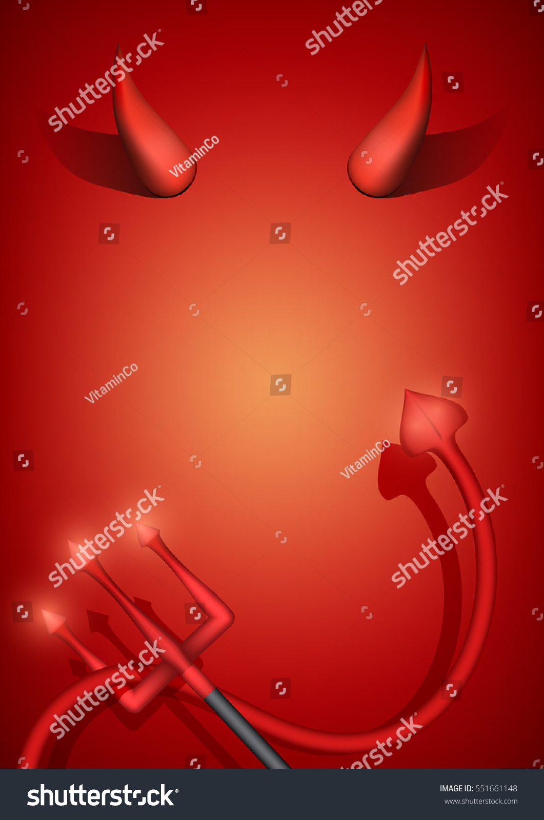 Devil Party Invitation Devil Horns Tail Stock Vector (Royalty Free ...