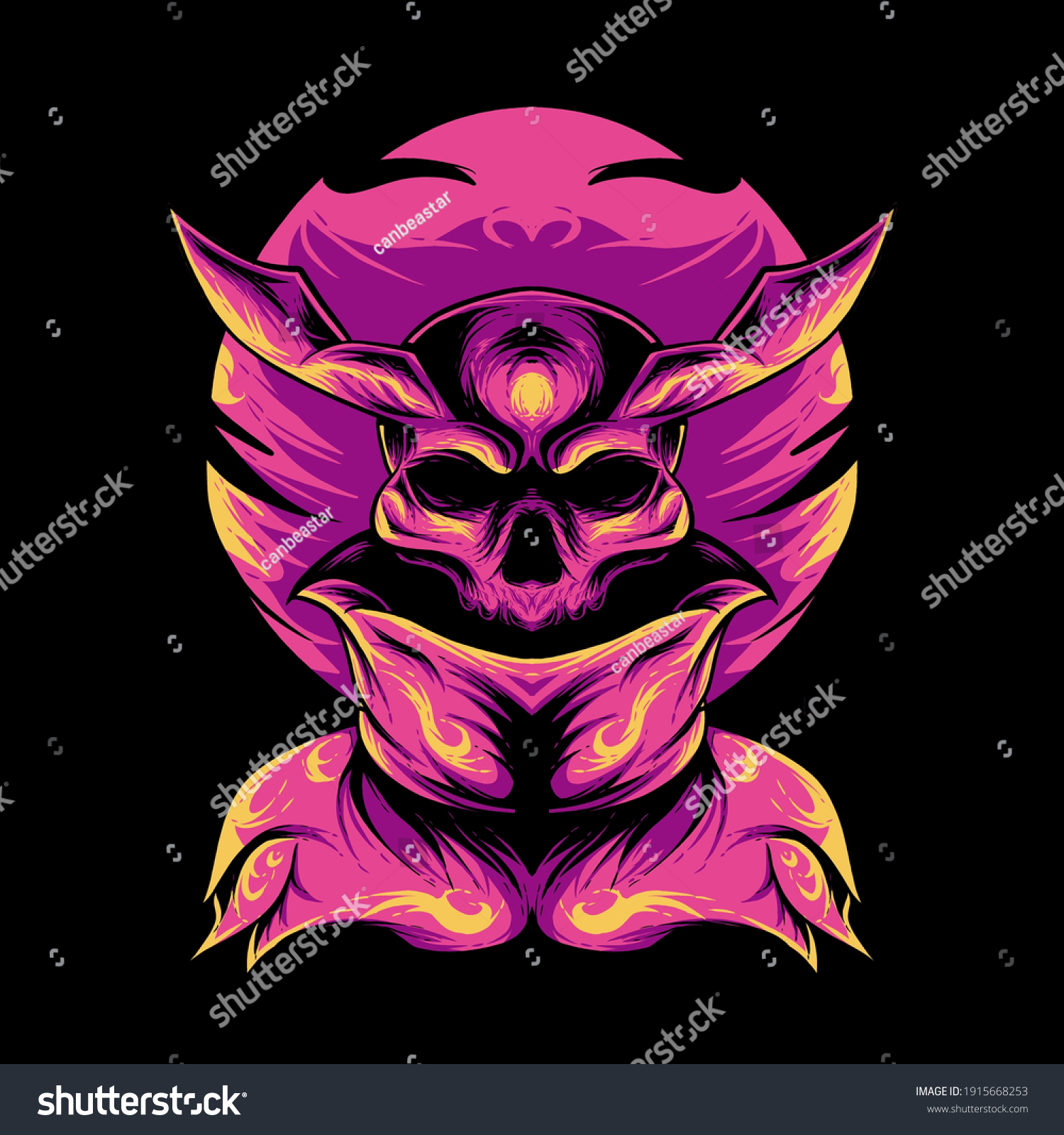 Cráneo Del Diablo En La Oscuridad: vector de stock (libre de regalías ...