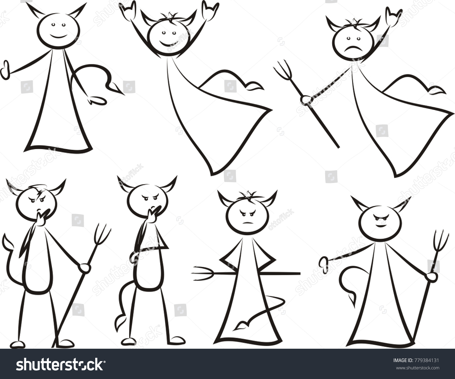 Devil Stick Man Silhouettes Icon: vector de stock (libre de regalías ...