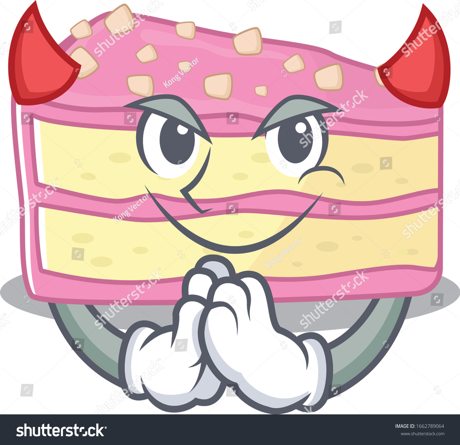 Devil Strawberry Slice Cake Cartoon Character Stock Vector (Royalty ...