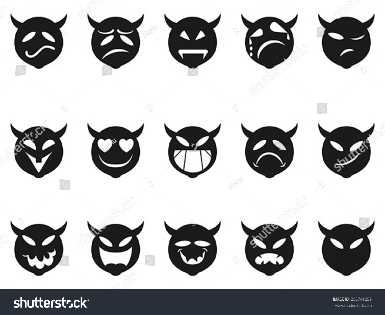 Devilish Expressions Smiley Icons: เวกเตอร์สต็อก (ปลอดค่าลิขสิทธิ์ ...