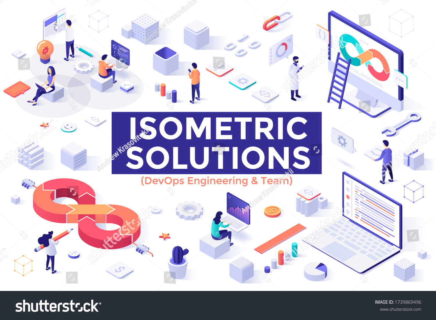 Vektor Stok DevOps Engineering and Team set - (Tanpa Royalti ...