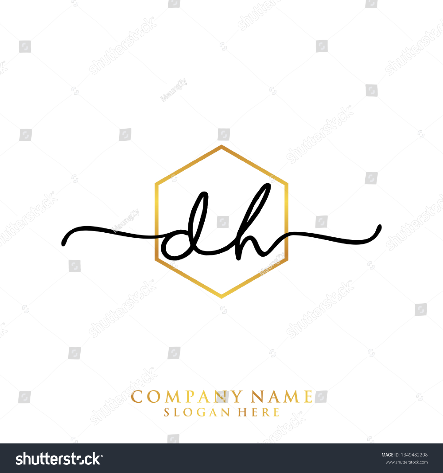 Dh Initial Handwriting Logo Template Stock Vector (Royalty Free ...