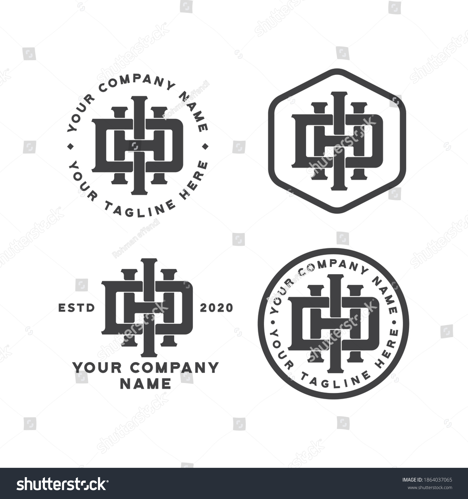 Dhi Monogram Logo Collection Concept Stock Vector (Royalty Free) 1864037065