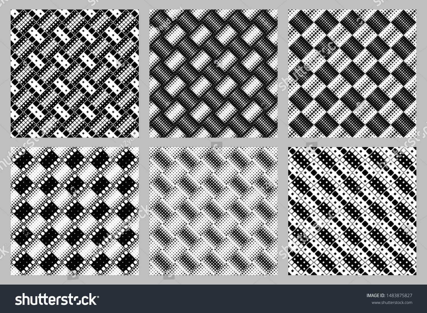 Diagonal Rounded Square Pattern Background Set Stock Vector Royalty