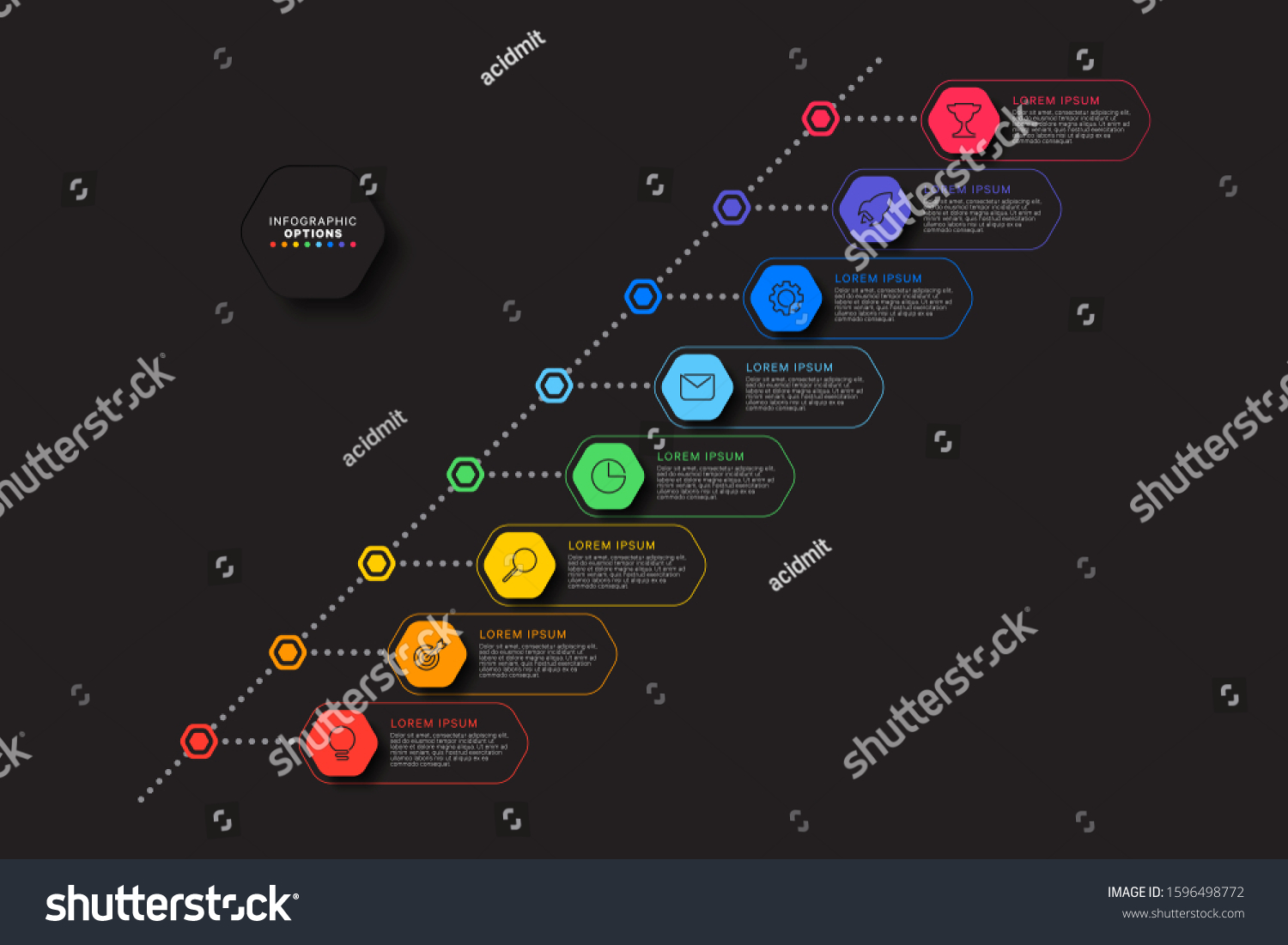 Diagonal Timeline Infographic Hexagonal Elements On: vector de stock ...