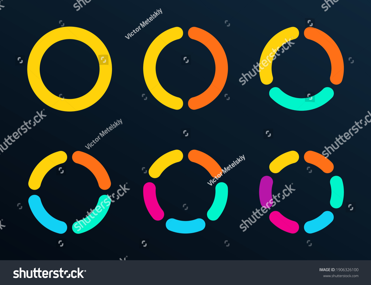 Diagram Pie Chart Set 123456 Sections Stock Vector (Royalty Free ...