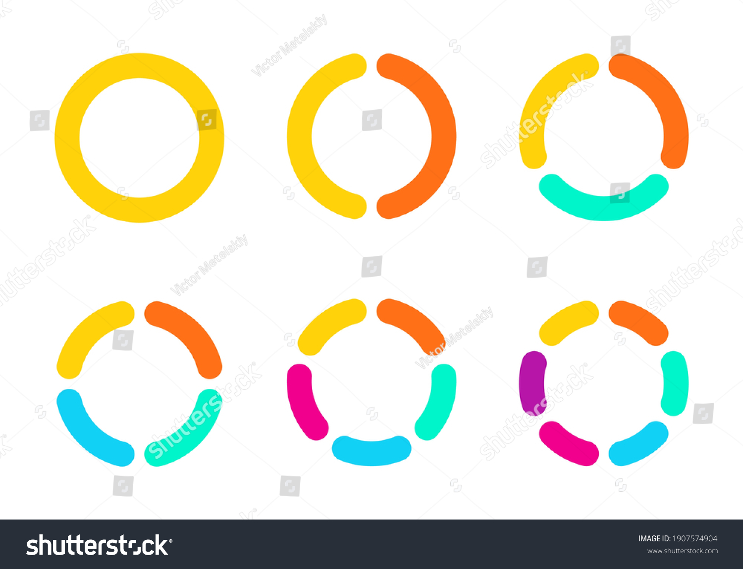 Diagram Pie Chart Set 123456 Sections Stock Vector (Royalty Free ...