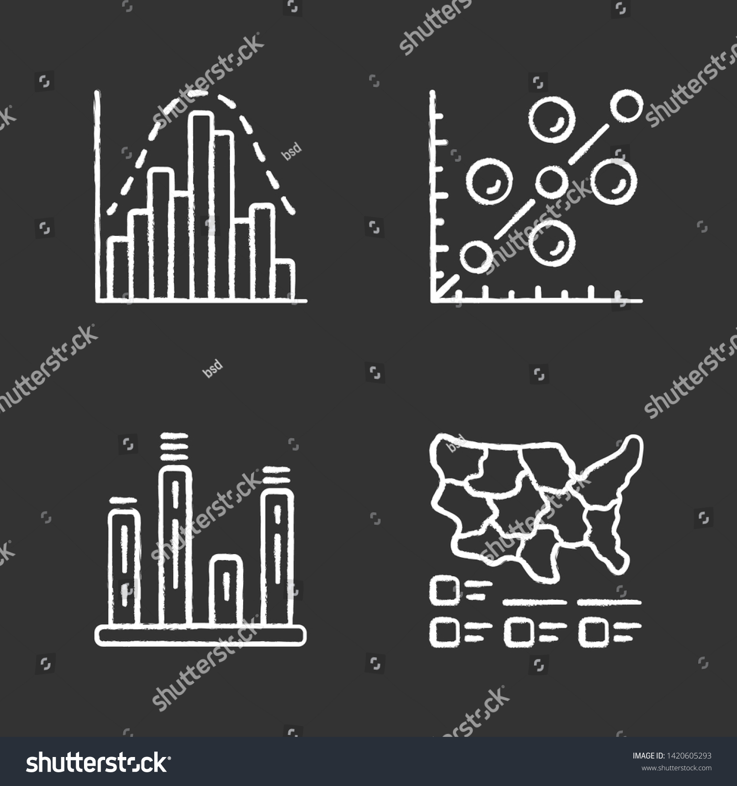 Diagrams Chalk Icons Set Histogram Bar Stock Vector (Royalty Free ...