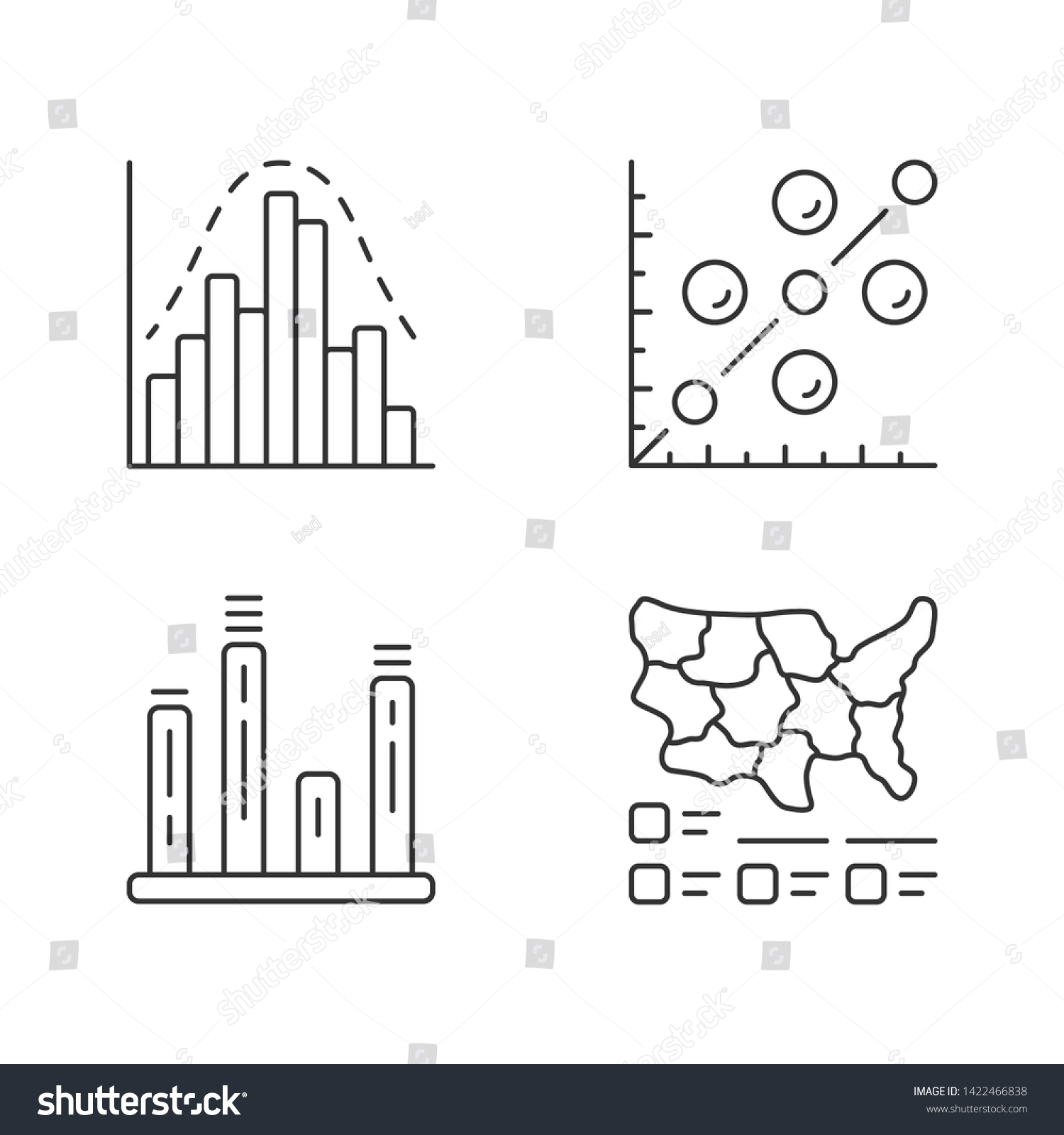 Diagrams Linear Icons Set Histogram Bar Stock Vector (Royalty Free ...