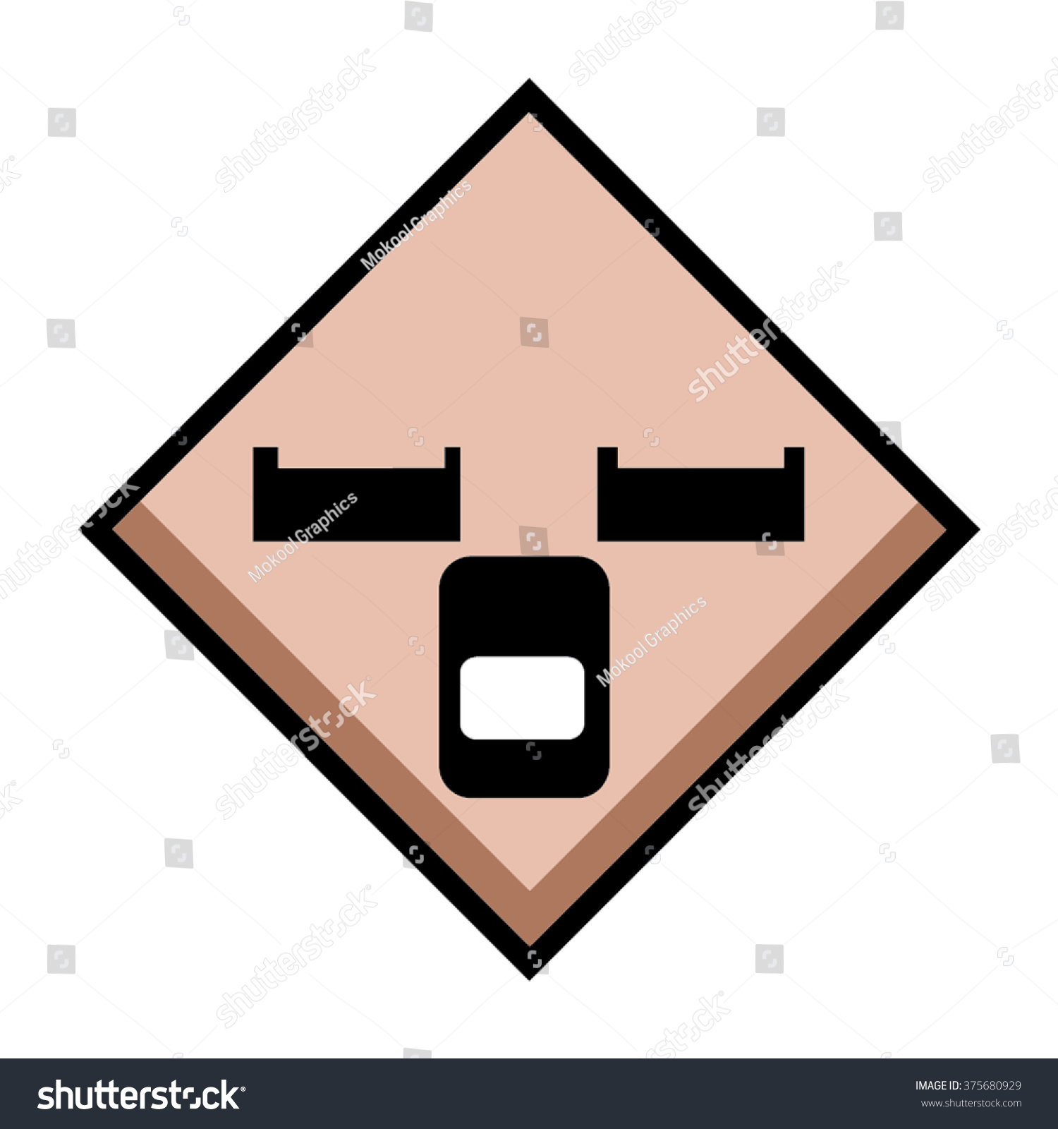 Diamond 2d Shape Face Cartoon Vector Stock Vector (Royalty Free) 375680929