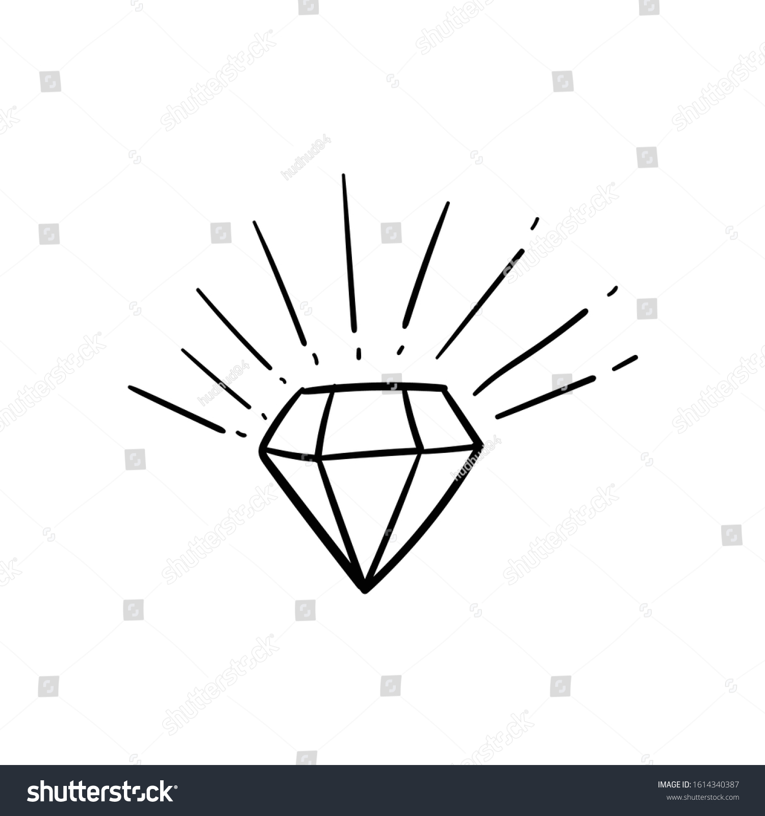 Diamond Doodle Icon Vector Hand Drawing: vector de stock (libre de ...