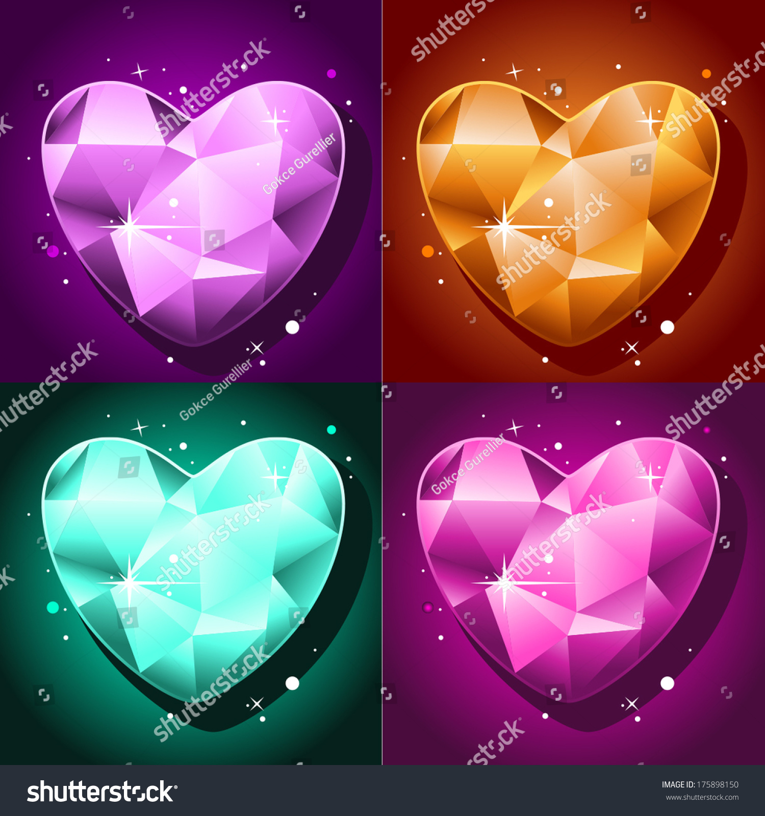 Diamond Heart Set Stock Vector (Royalty Free) 175898150