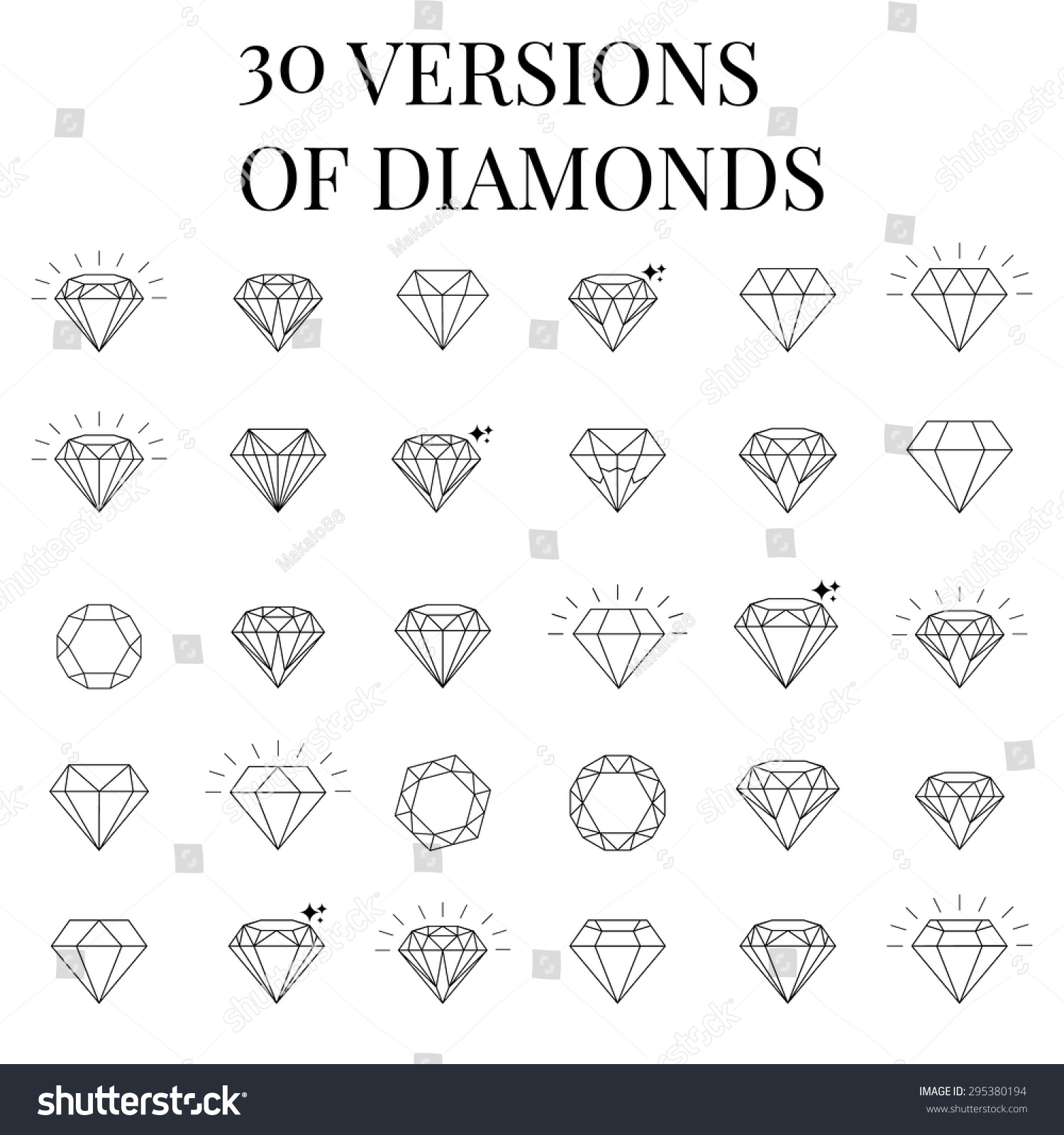 Diamond Icons Set Design Stock Vector (Royalty Free) 295380194 ...