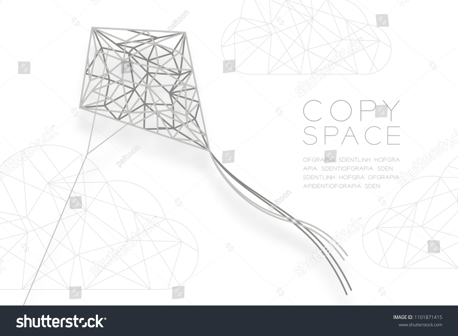 Diamond Kite Cloud Wireframe Polygon Silver: เวกเตอร์สต็อก (ปลอดค่า ...
