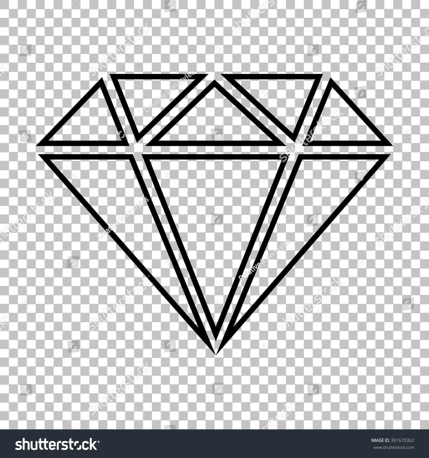 Diamond Line Vector Icon On Transparent Stock Vector (Royalty Free ...