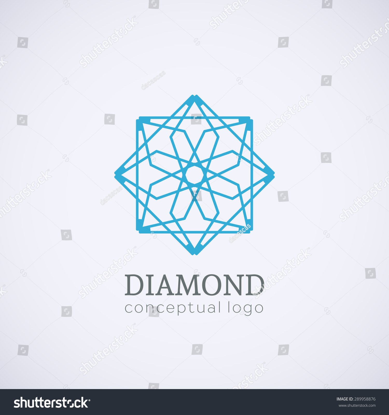 Vektor Stok Diamond Logo Top View Vector Lineart (Tanpa Royalti ...