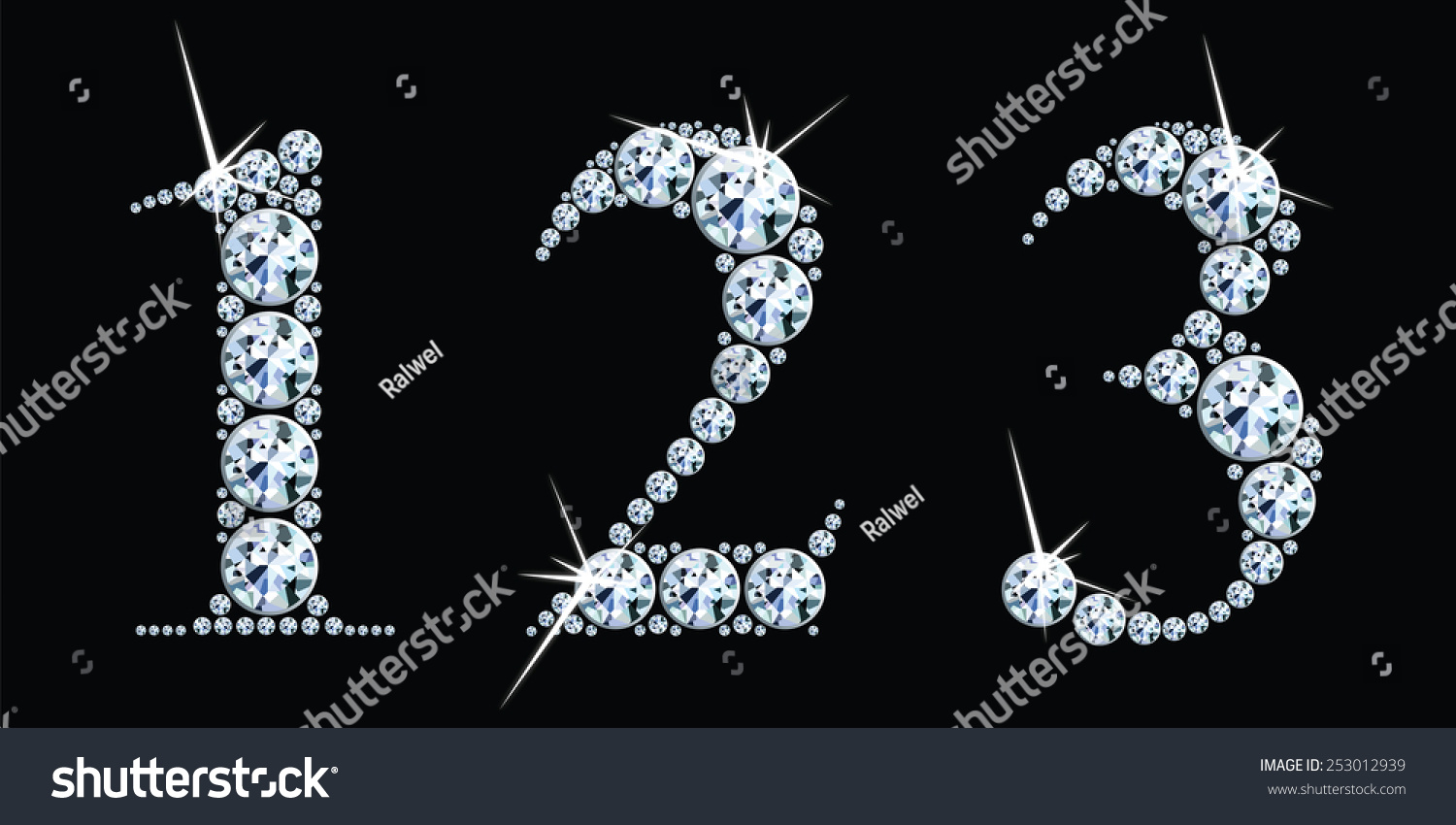 Diamond Numbers Set 1 2 3 Stock Vector (Royalty Free) 253012939 ...