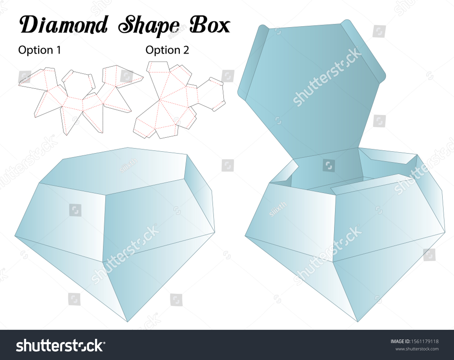 Vektor Stok Diamond Shape Box Packaging Die Cut (Tanpa Royalti ...