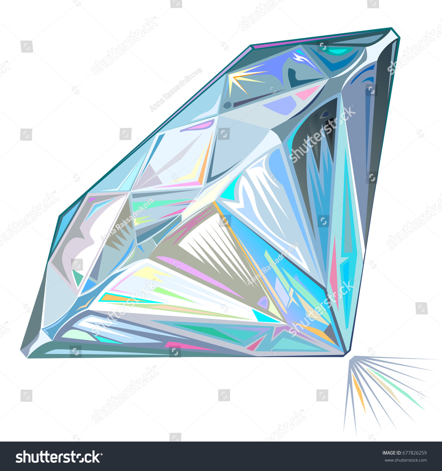 Diamond Side View Isolated On White Stock Vector (Royalty Free) 677826259