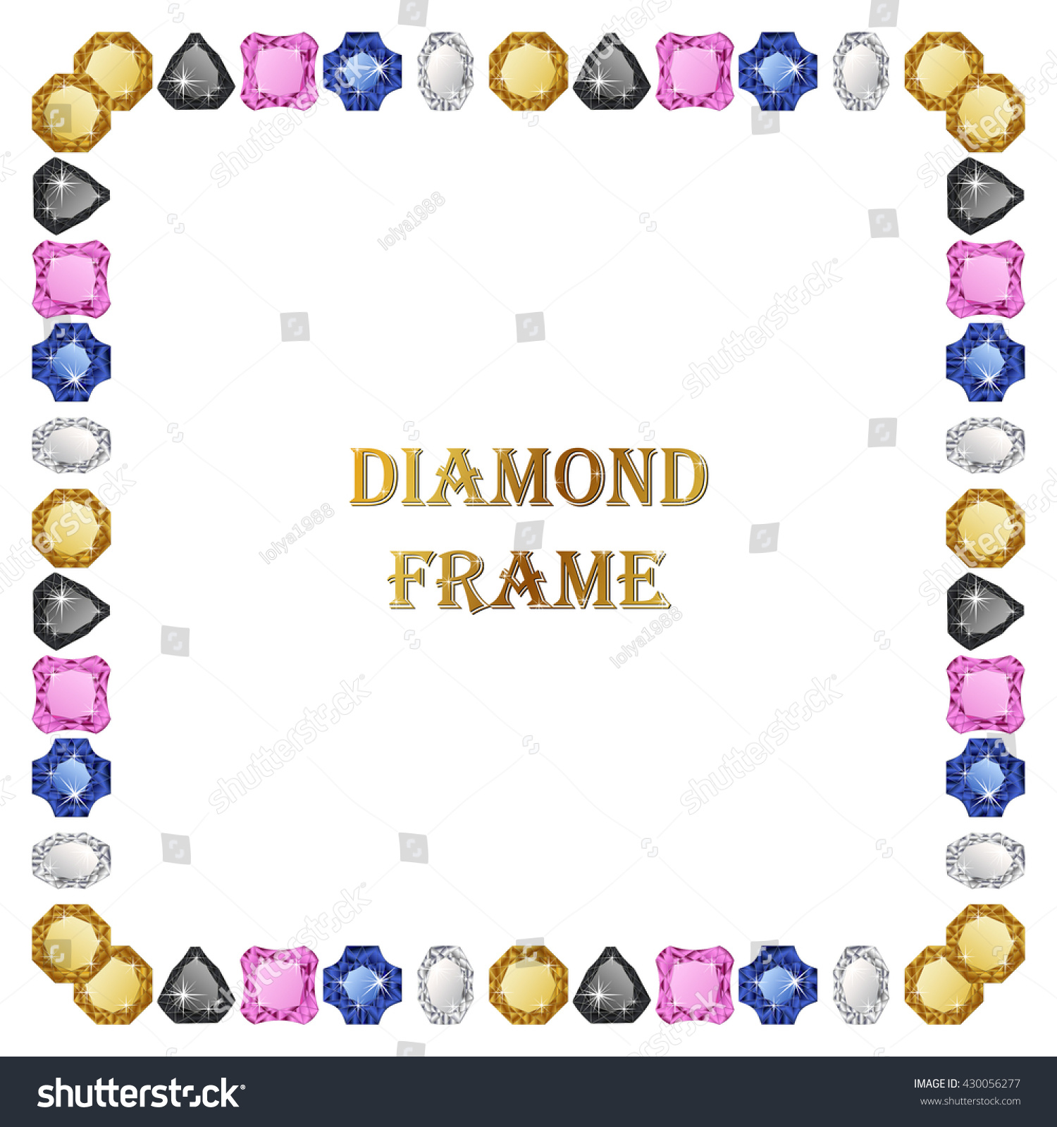 Diamonds Square Frame Border On White: vector de stock (libre de ...