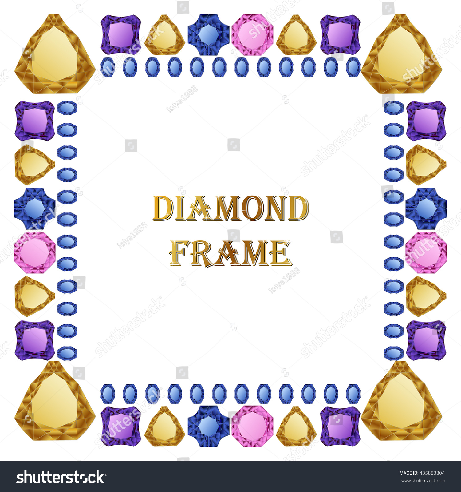 Diamonds Square Frame Border On White Stock Vector (Royalty Free) 435883804